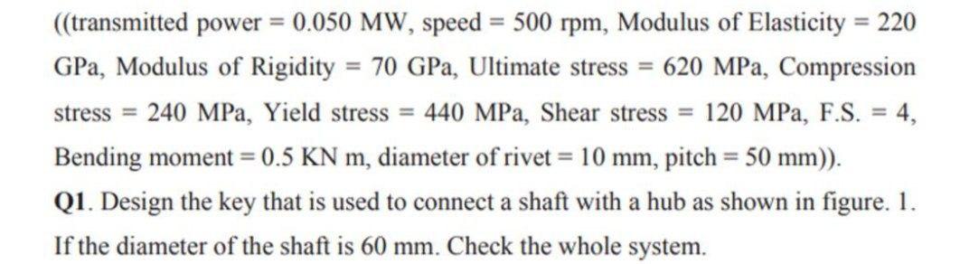 Solved stress = = ((transmitted power = 0.050 MW, speed = | Chegg.com