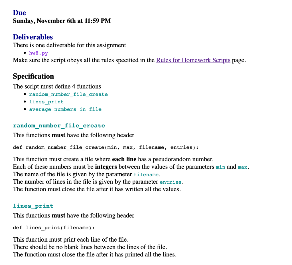 Solved Due Sunday, November 6th at 11:59 PM Deliverables | Chegg.com