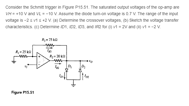 Solved Consider the Schmitt trigger in Figure P15.51. The | Chegg.com
