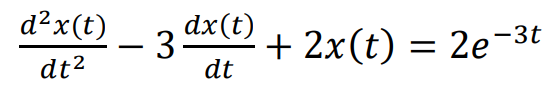 Solved d2x(t)dt2-3dx(t)dt+2x(t)=2e-3t | Chegg.com
