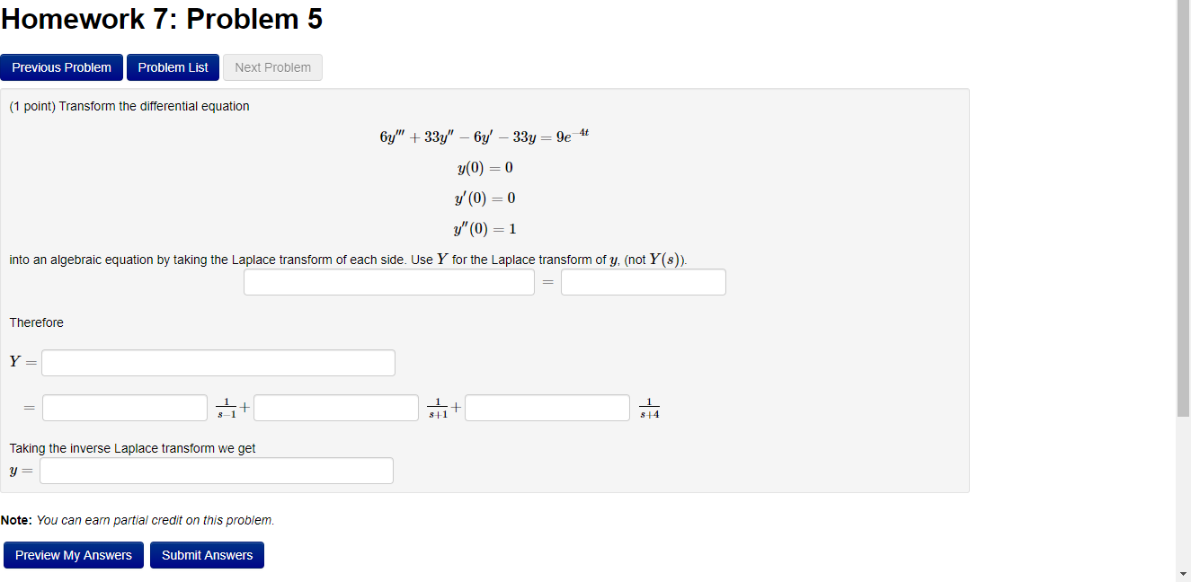 Solved Homework 7 Problem 5 Previous Problem Problem List 1507