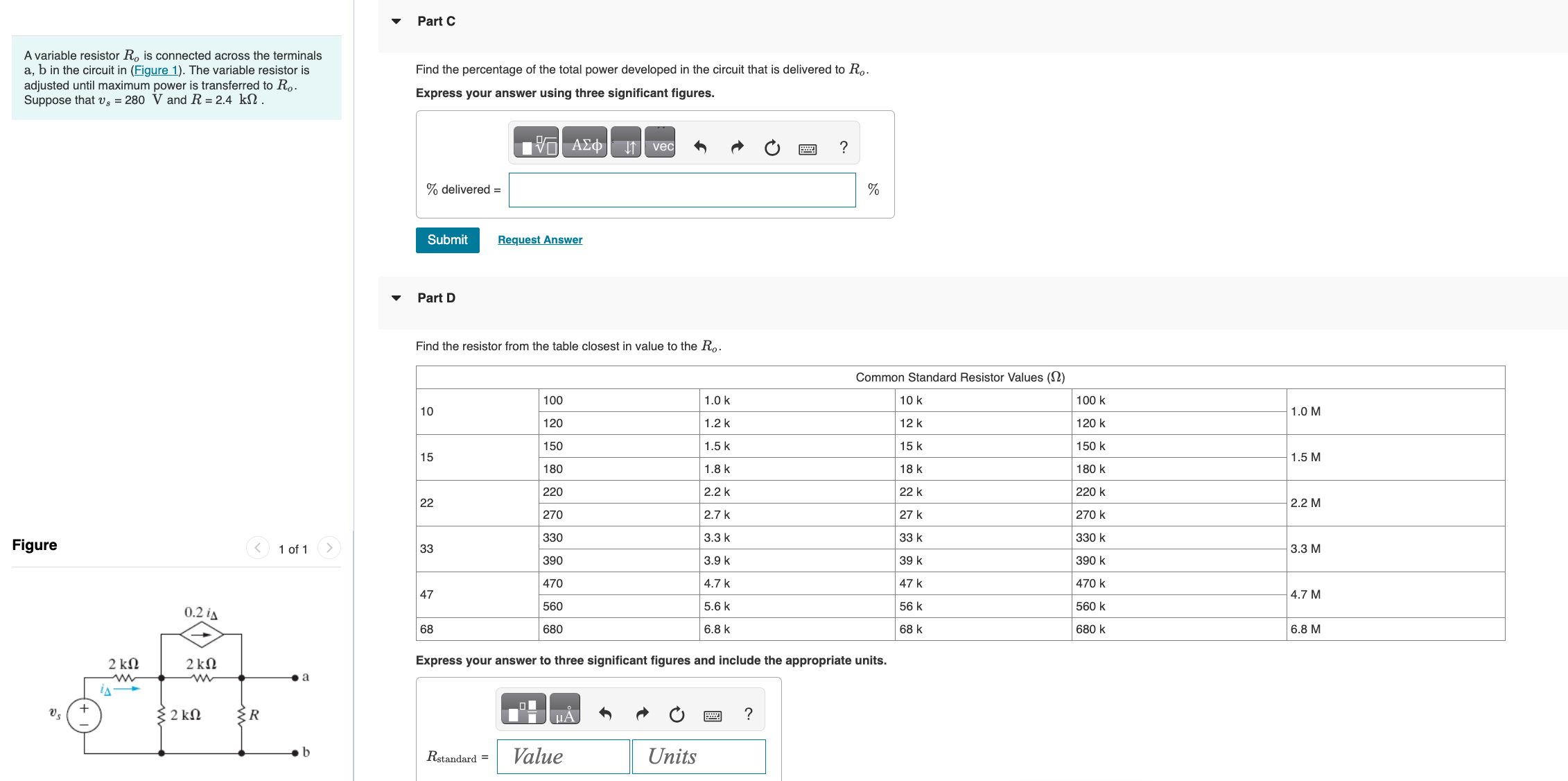 Solved A variable resistor Ro is connected across the | Chegg.com