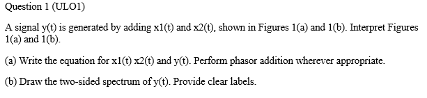 Solved Question 1 (ULO1) A signal y(t) is generated by | Chegg.com
