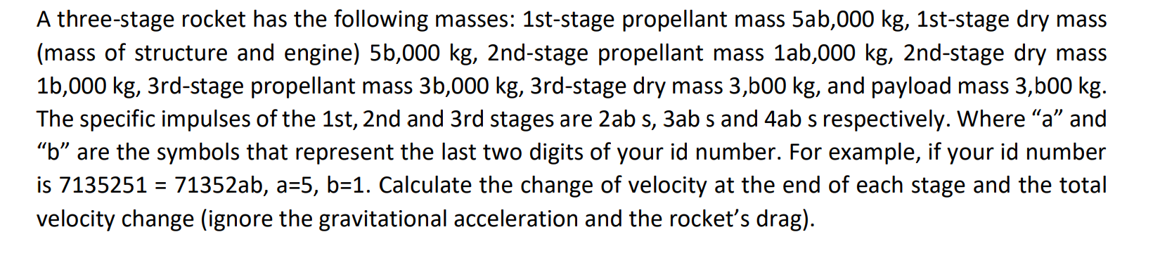 Solved A three-stage rocket has the following masses: 1 | Chegg.com