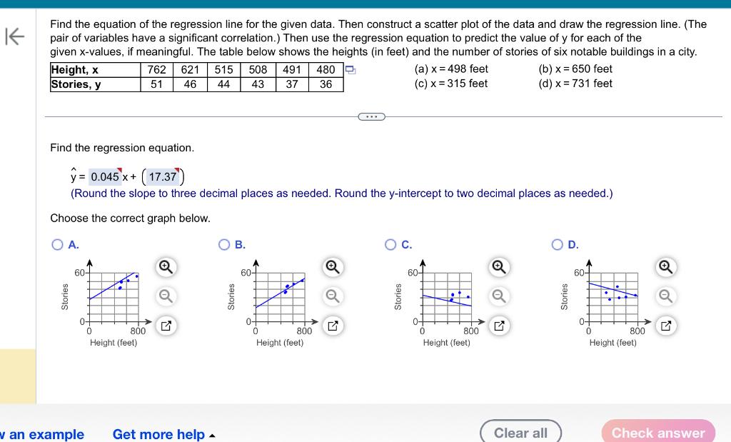 Solved Find the equation of the regression line for the | Chegg.com