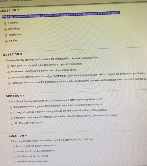 Solved When the government establishes a price floor that is | Chegg.com