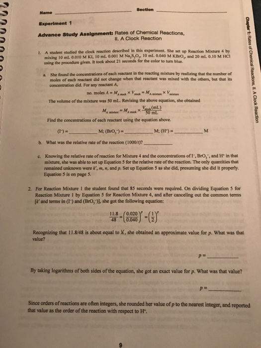 Section Name Advance Study Assignment: Rates of | Chegg.com