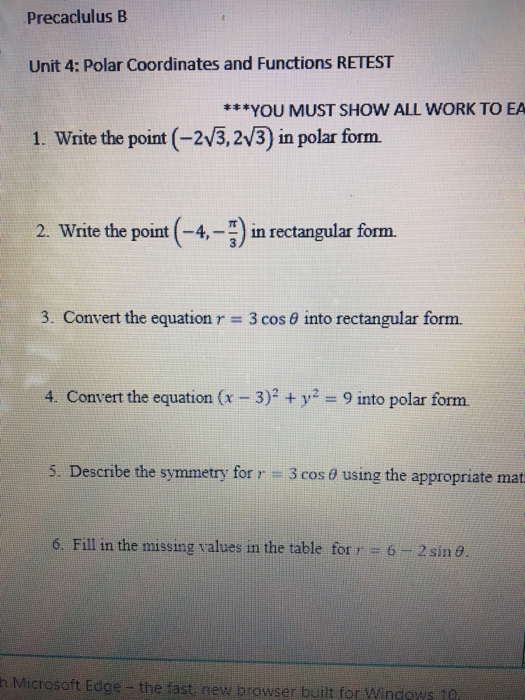 Solved Write the point (-2 squareroot 3, 2 squareroot 3) in | Chegg.com