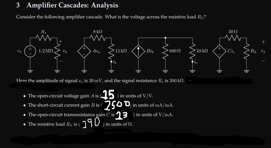 Solved 3 Amplifier Cascades: Analysis Consider the following | Chegg.com