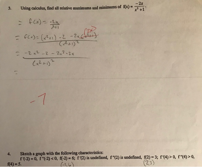 Solved -2x Using calculus, find all relative maximums and | Chegg.com
