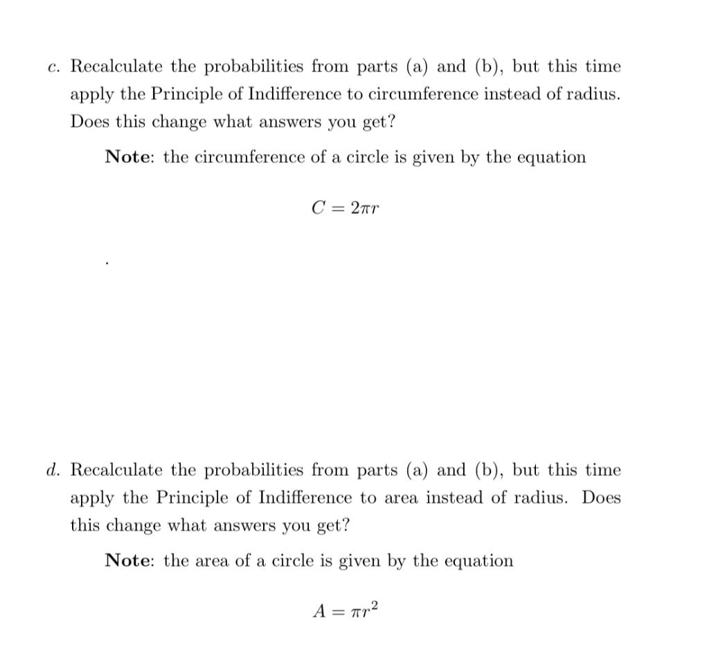 Solved c. Recalculate the probabilities from parts (a) and | Chegg.com