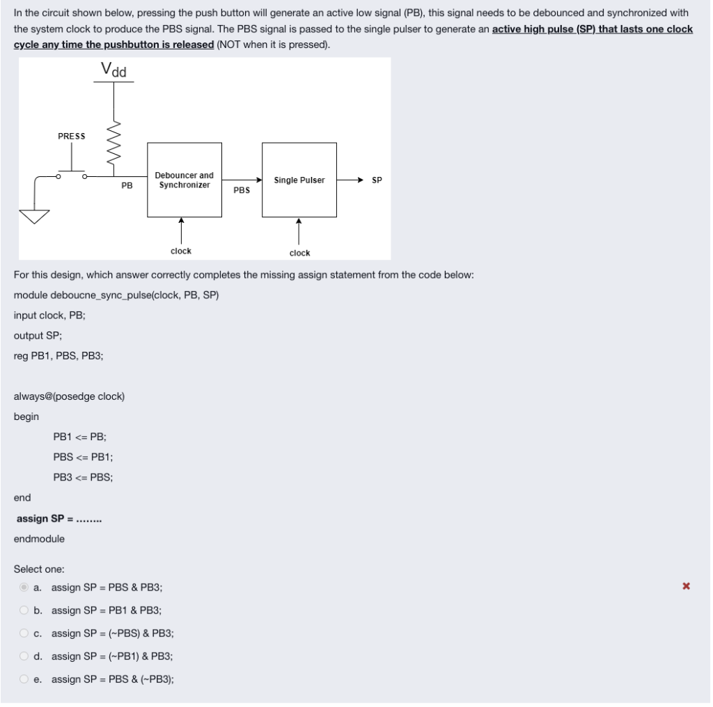 Solved In The Circuit Shown Below Pressing The Push Button