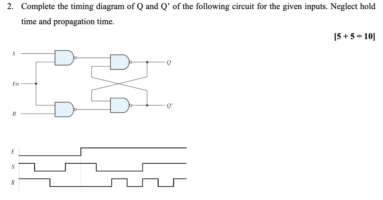 Solved 2. Complete the timing diagram of Q and Q’ of the | Chegg.com