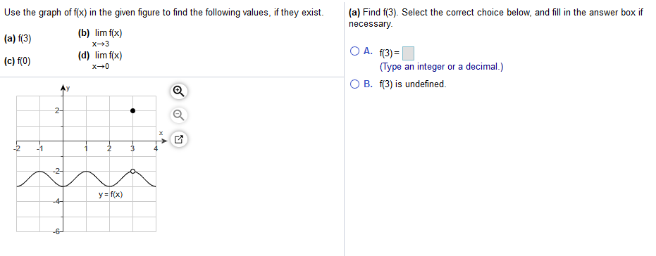 Solved (a) Find f(3). Select the correct choice below, and | Chegg.com