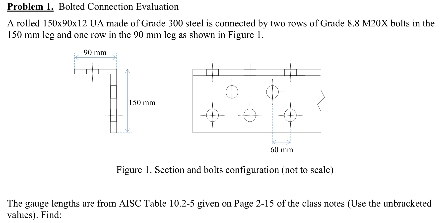 Solved Problem 1. Bolted Connection Evaluation A rolled | Chegg.com