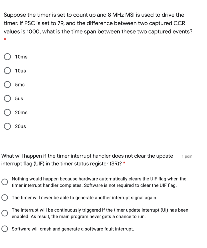 Solved Suppose the timer is set to count up and 8 MHz MSI is | Chegg.com