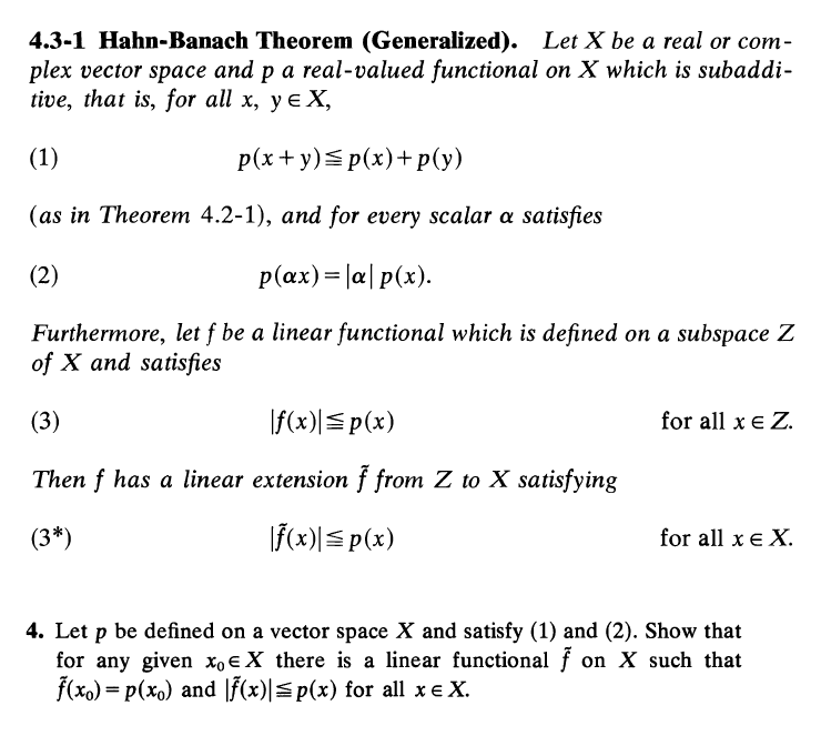 Solved 4.3-1 Hahn-Banach Theorem (Generalized). Let X be a | Chegg.com