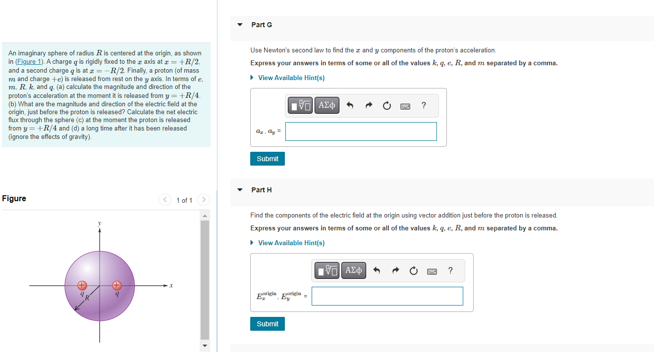 Solved An imaginary sphere of radius R is centered at the | Chegg.com