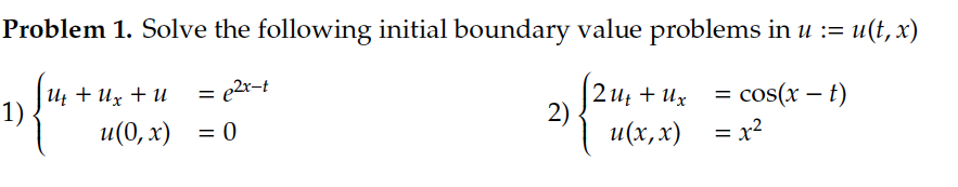 Solved Problem 1. Solve the following initial boundary value | Chegg.com