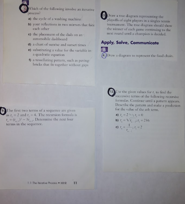 Solved 1) Which of the following involve an iterative | Chegg.com