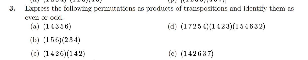 Solved 3. Express the following permutations as products of | Chegg.com