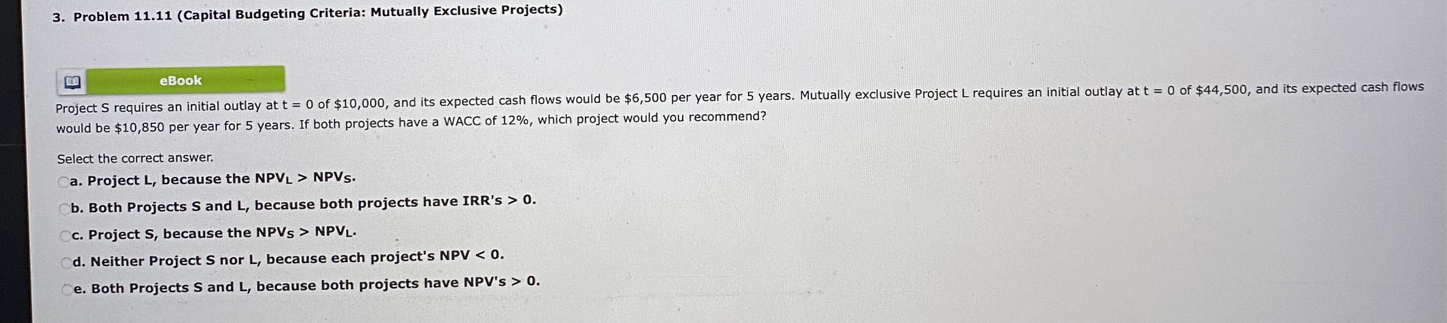 Solved 3. Problem 11.11 (Capital Budgeting Criteria: | Chegg.com