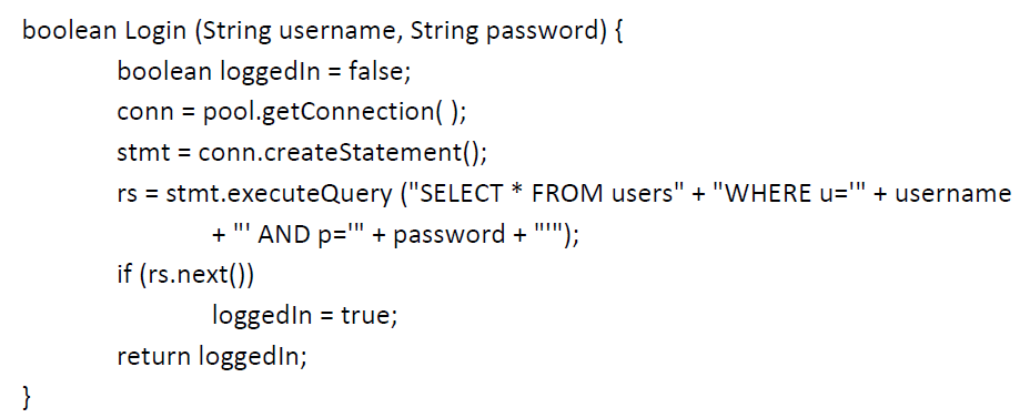 Solved Consider the SQL example in Java Below. Here, the | Chegg.com
