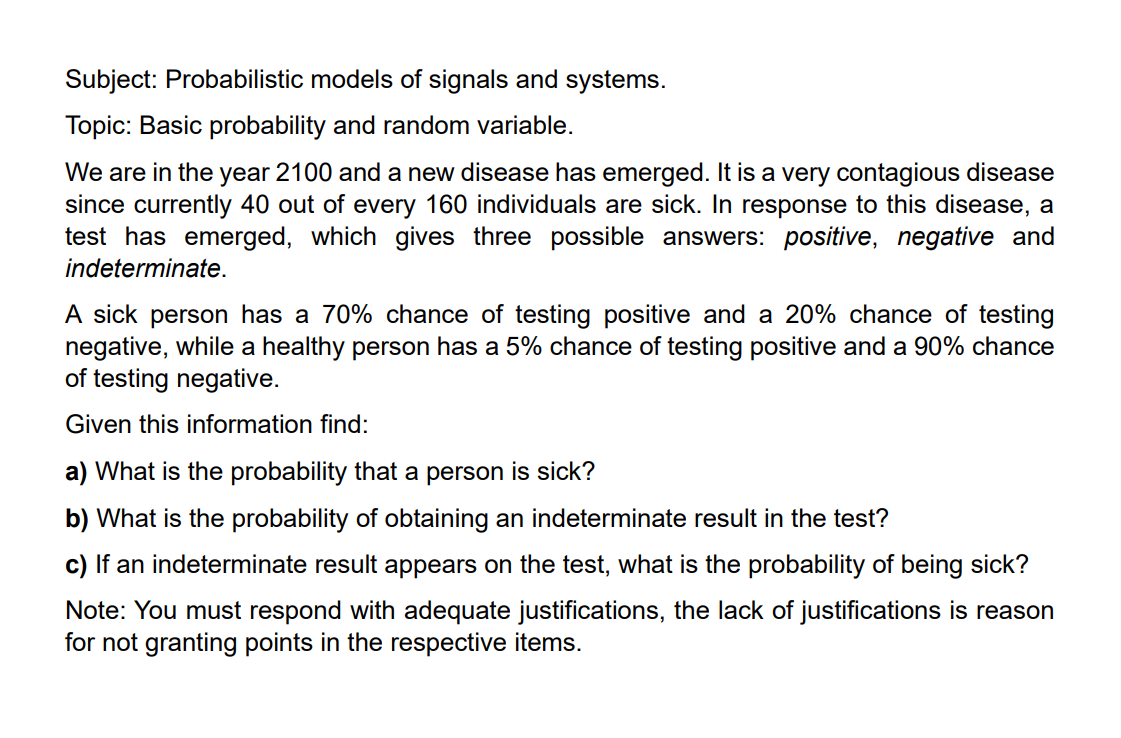 Solved Subject: Probabilistic models of signals and | Chegg.com