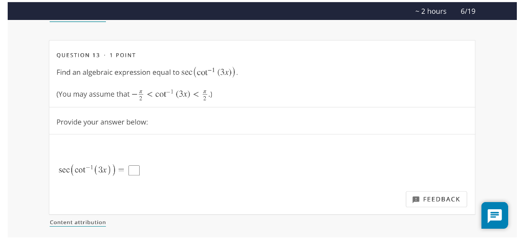 Solved Find an algebraic expression equal to | Chegg.com