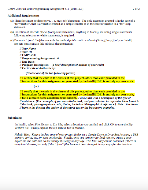 Solved CMPS 260 Fall 2018 Programming Assignment #11 | Chegg.com