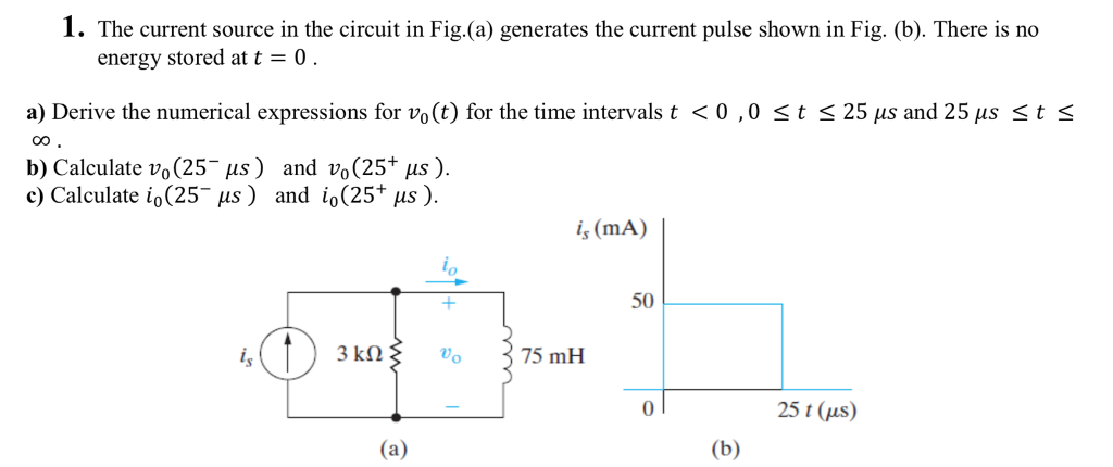Solved 1. The current source in the circuit in Fig.(a) | Chegg.com