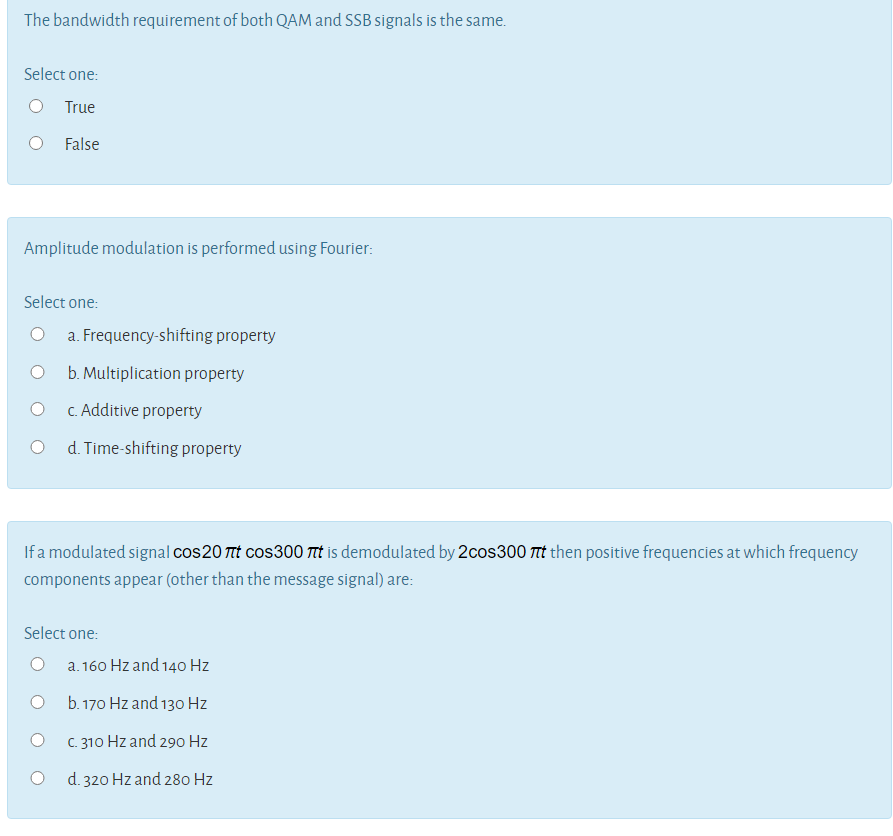Solved The bandwidth requirement of both QAM and SSB signals | Chegg.com