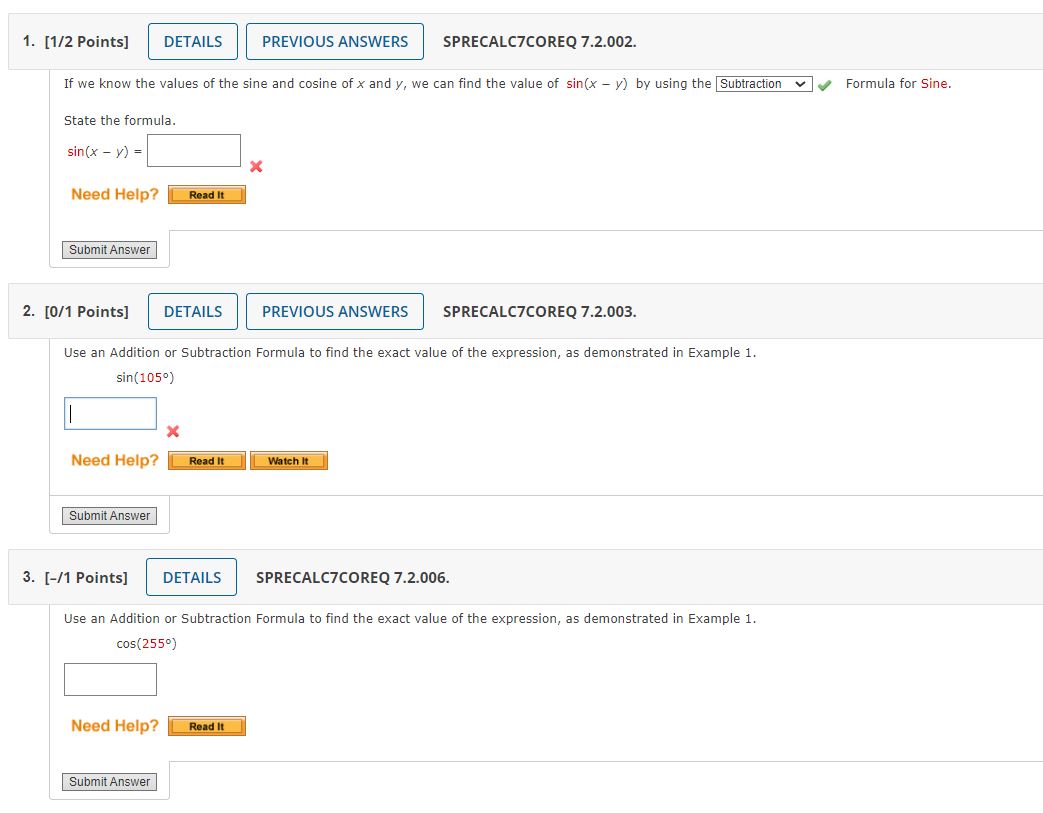 Solved If we know the values of the sine and cosine of x and | Chegg.com