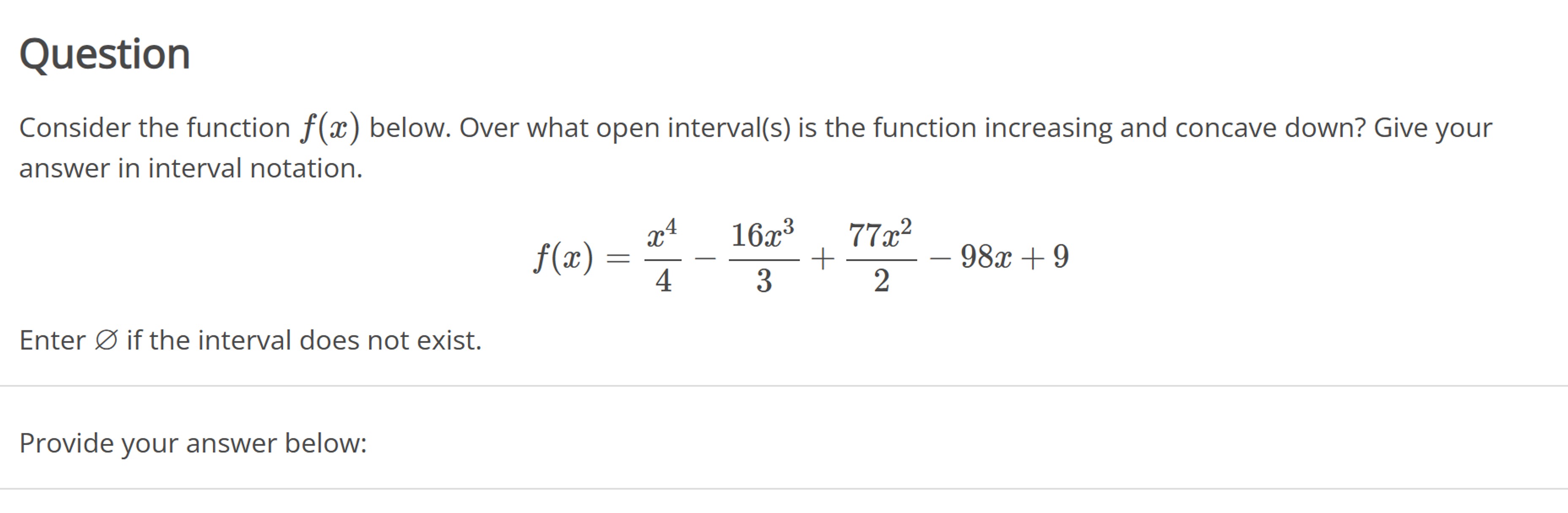 Solved QuestionConsider the function f(x) ﻿below. Over what | Chegg.com