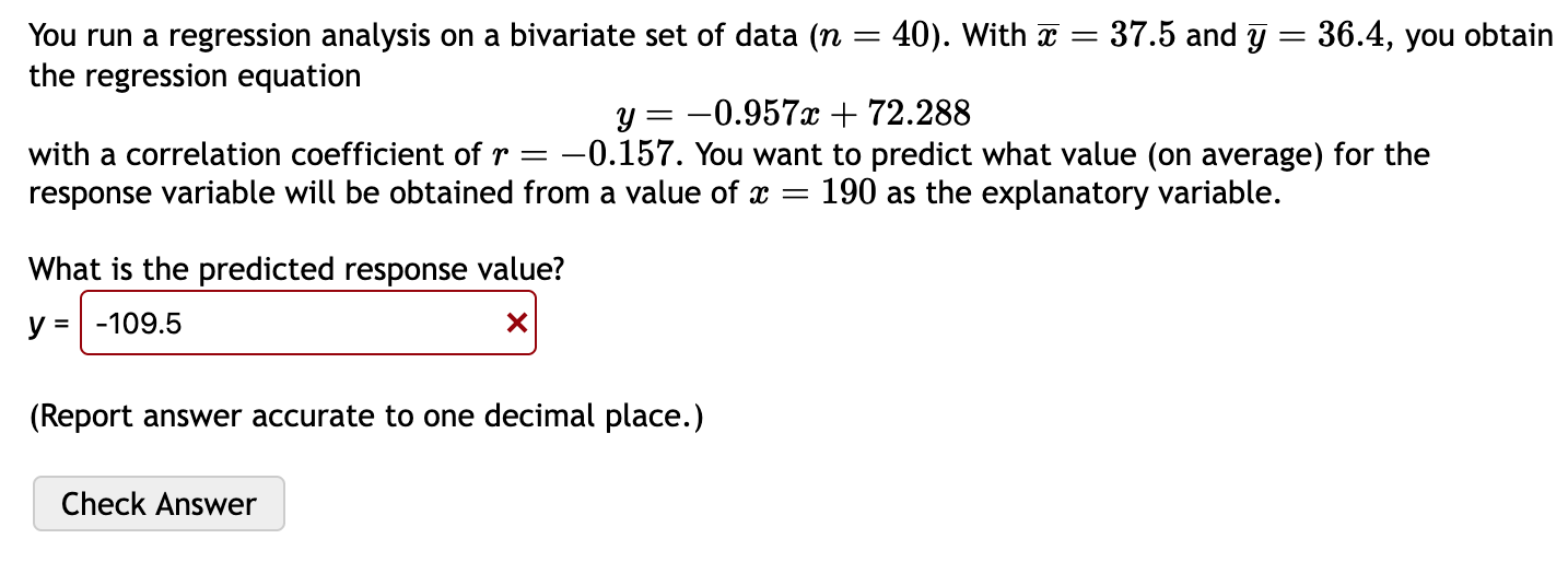 Solved You run a regression analysis on a bivariate set of | Chegg.com