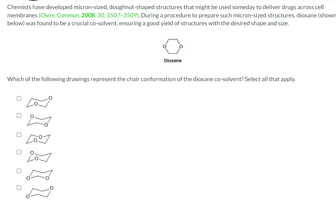 Solved Chemists have developed micron-sized, doughnut-shaped | Chegg.com