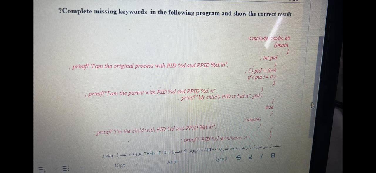 ?Complete missing keywords in the following program | Chegg.com