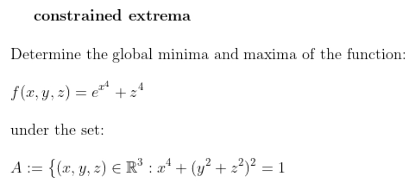 Solved constrained extrema Determine the global minima and | Chegg.com