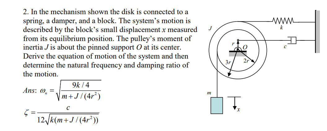 Solved _ w - 2. In the mechanism shown the disk is connected | Chegg.com