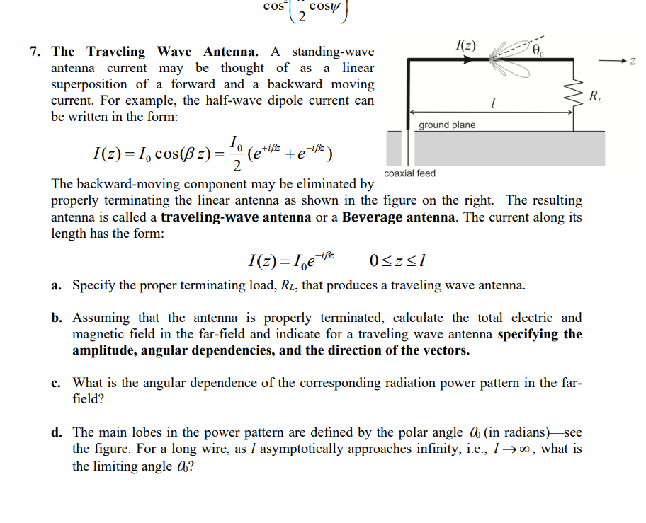 7. The Traveling Wave Antenna. A standing-wave | Chegg.com