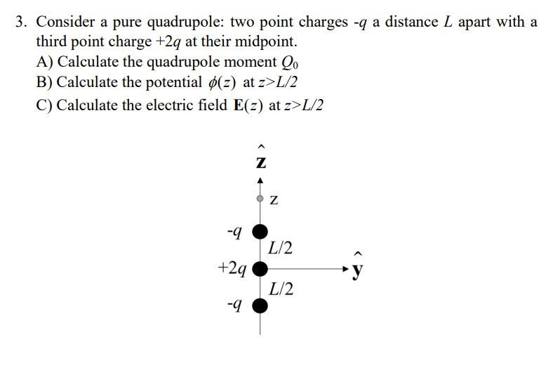 Solved 3. Consider a pure quadrupole: two point charges -q a | Chegg.com