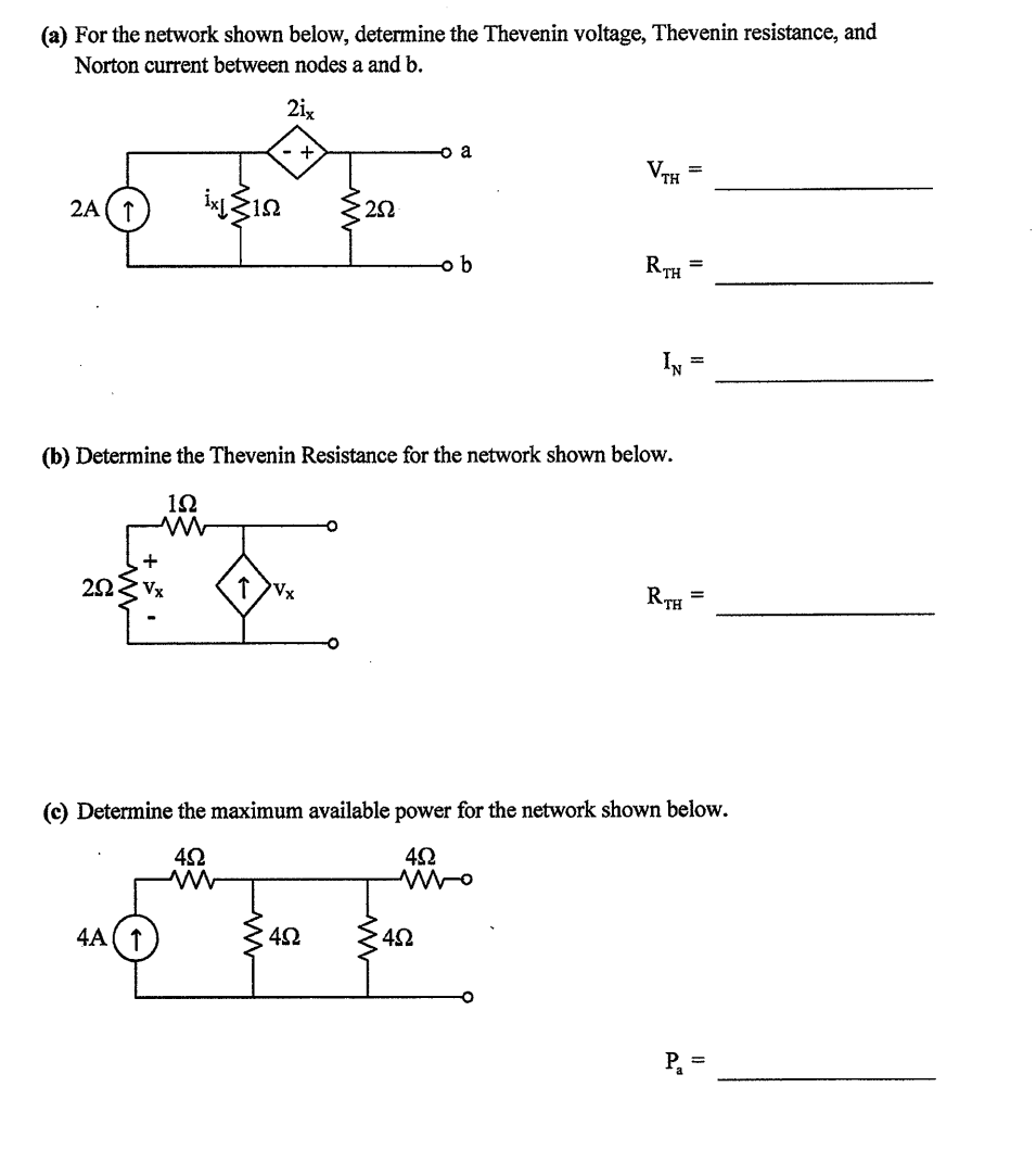 Solved (a) ﻿For the network shown below, determine the | Chegg.com
