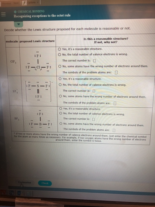 Solved O CHEMICAL BONDING -Recognizing exceptions to the | Chegg.com