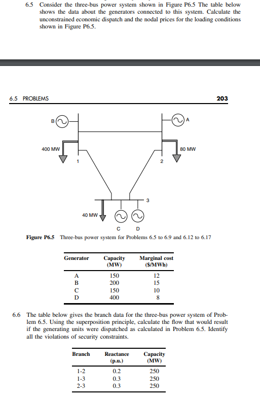 Solved 6.9 Consider the three-bus power system described in | Chegg.com
