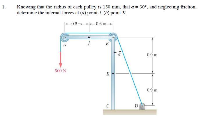 Solved 1. Knowing that the radius of each pulley is 150 mm, | Chegg.com