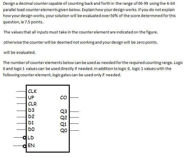 Design a decimal counter capable of counting back and | Chegg.com