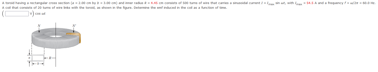 Solved A toroid having a rectangular cross section (a = 2.00 | Chegg.com