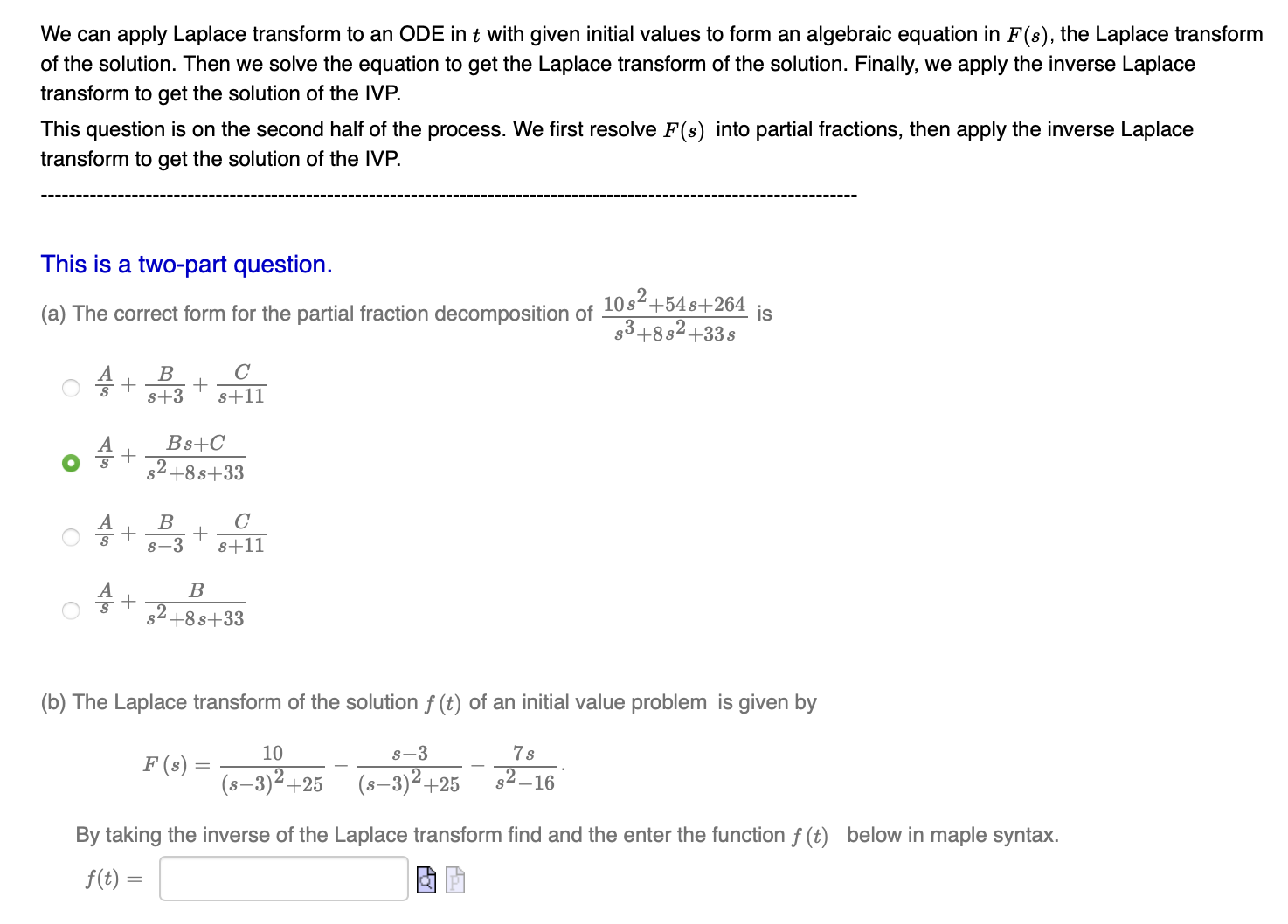 Solved We can apply Laplace transform to an ODE in t with | Chegg.com