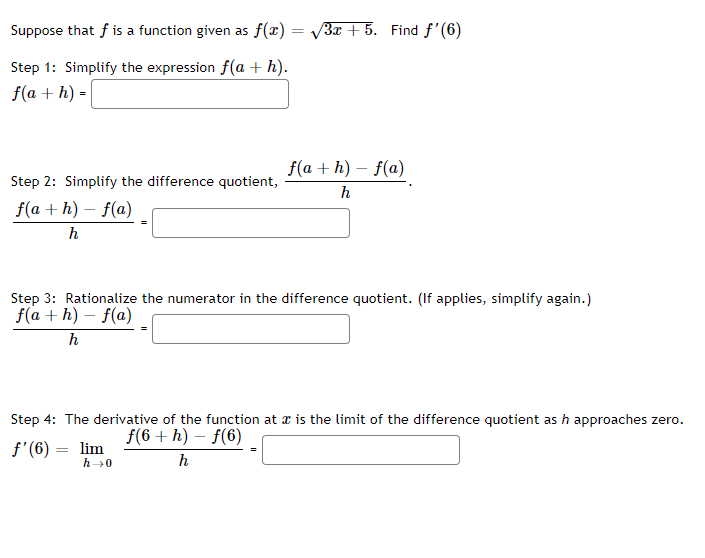 Solved Suppose that f is a function given as f(x)=3x+5. Find | Chegg.com