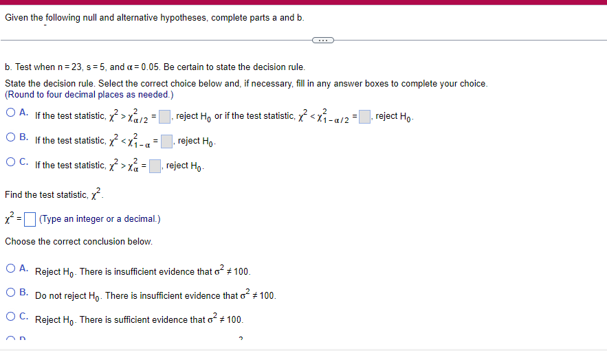 Solved Given the following null and alternative hypotheses, | Chegg.com